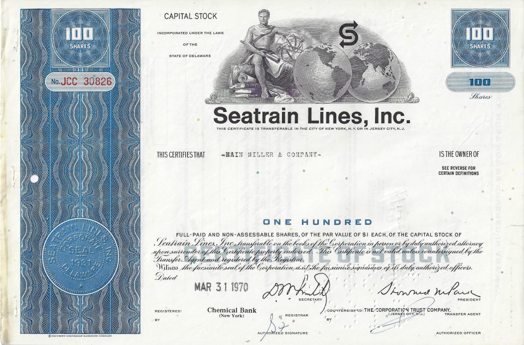 Seatrain Lines, Inc. – US Reederei – Aktien-Kunst-Geschichte