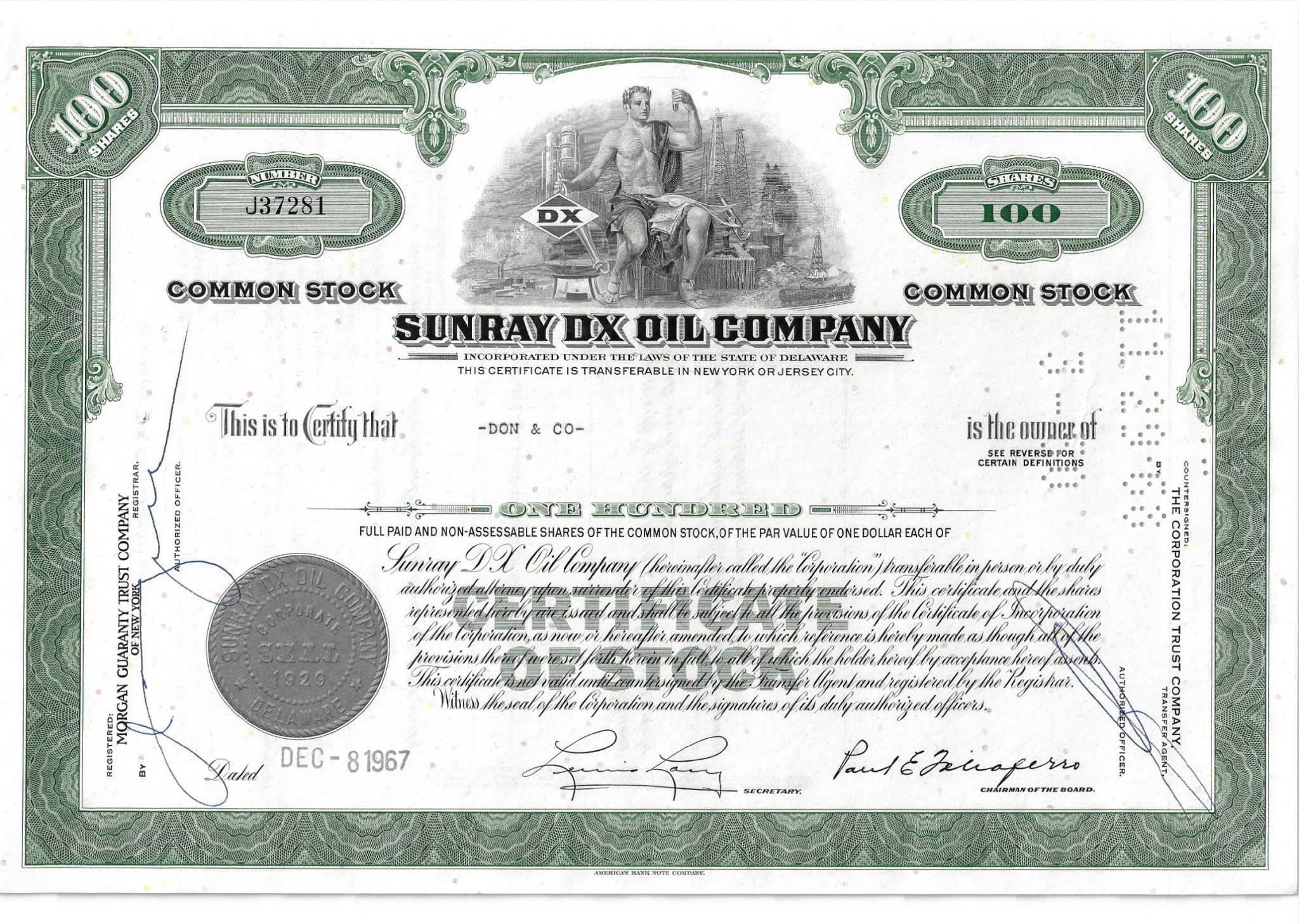 Sunray Oil Company – Sunray DX Oil – Sunray Mid-Continent – Aktien ...