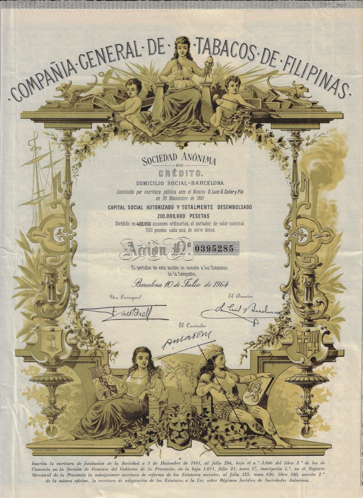 Compania General de Tabacos de Filipinas S.A. (1964) – Aktien-Kunst ...